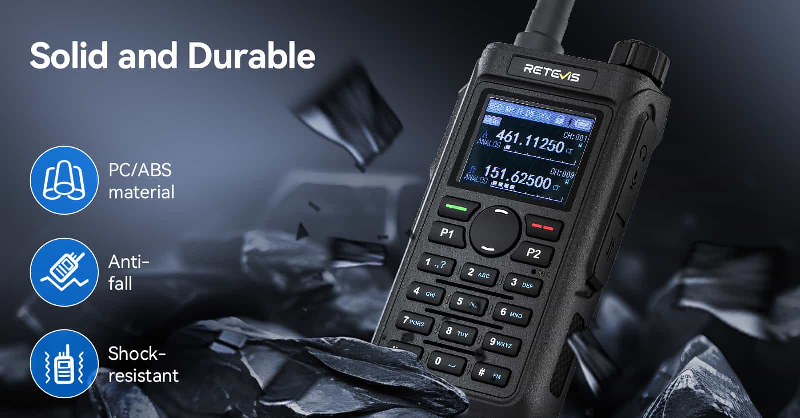 Retevis C62 5W Long Range UV Dual Band AI Noise Reducation Business ...