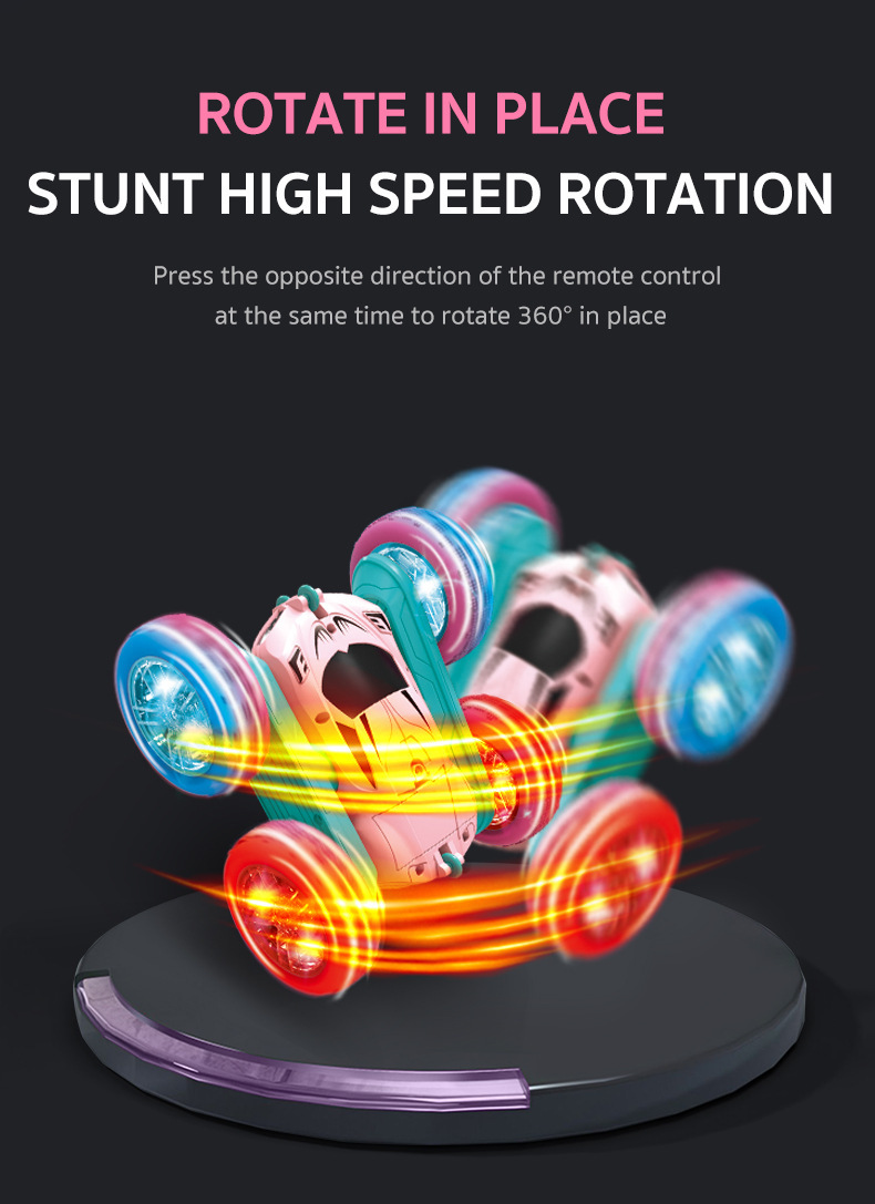 Rc Car High-Speed Double-Sided Remote Control Flip Stunt Cars 2.4G Wireless Cool Children's Toys ...