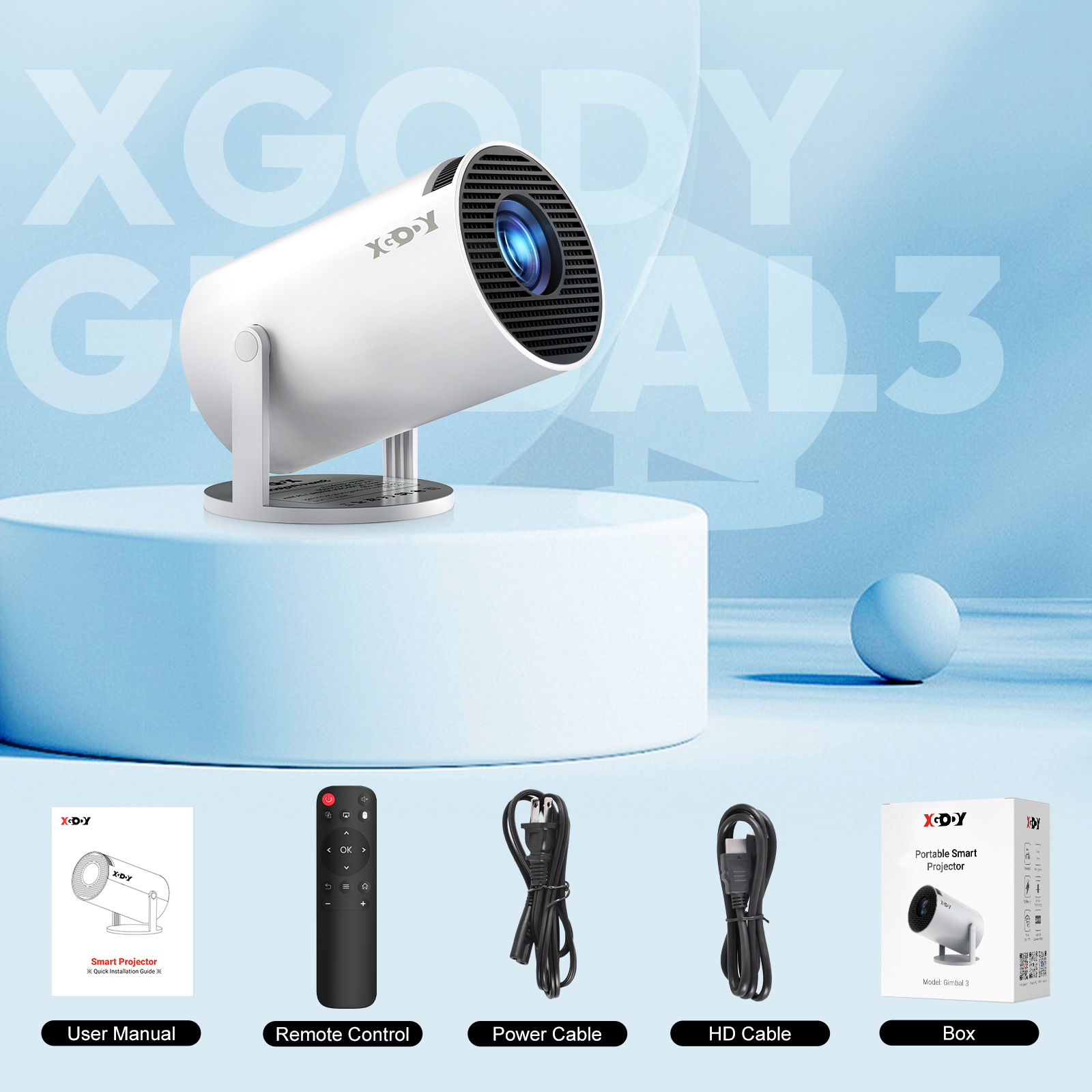 XGODY HY300 PRO 4K Portable Home Theater 1080P Projector Android 11.0 ...