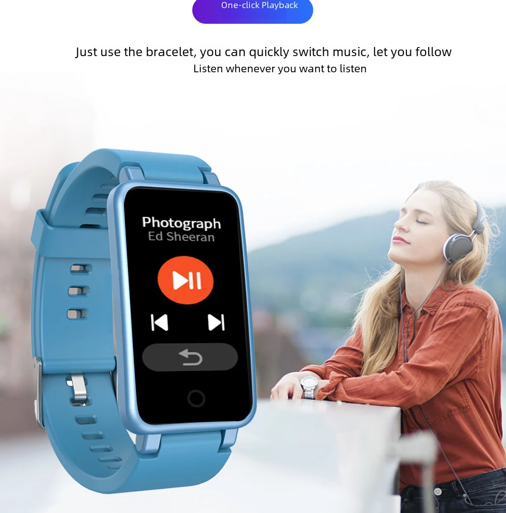 C2plus Smart Band Waterproof Large Battery Bluetooth Pedometer Heart ...