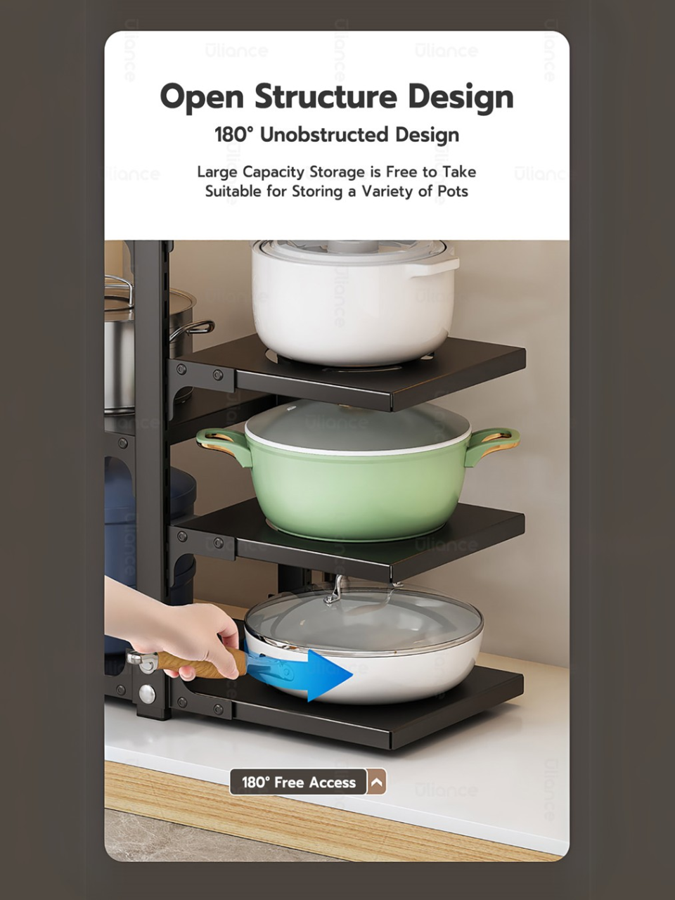 StarkePlus 2-5 Tiers Adjustable Pot and Pan Rack Organizer Rak Bawah ...