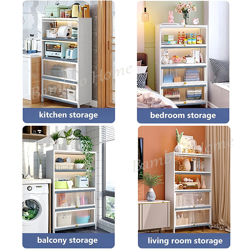 Bamboo Kitchen Cabinet Rak Dapur 2/3/4/5 Layers Storage Cabinet Rak ...