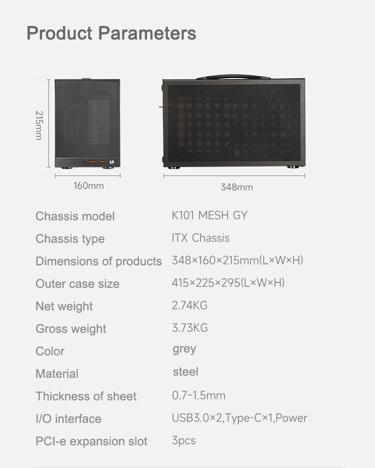 PCCOOLER K101 MESH Mini ITX computer case，Material steel/support SFX ...