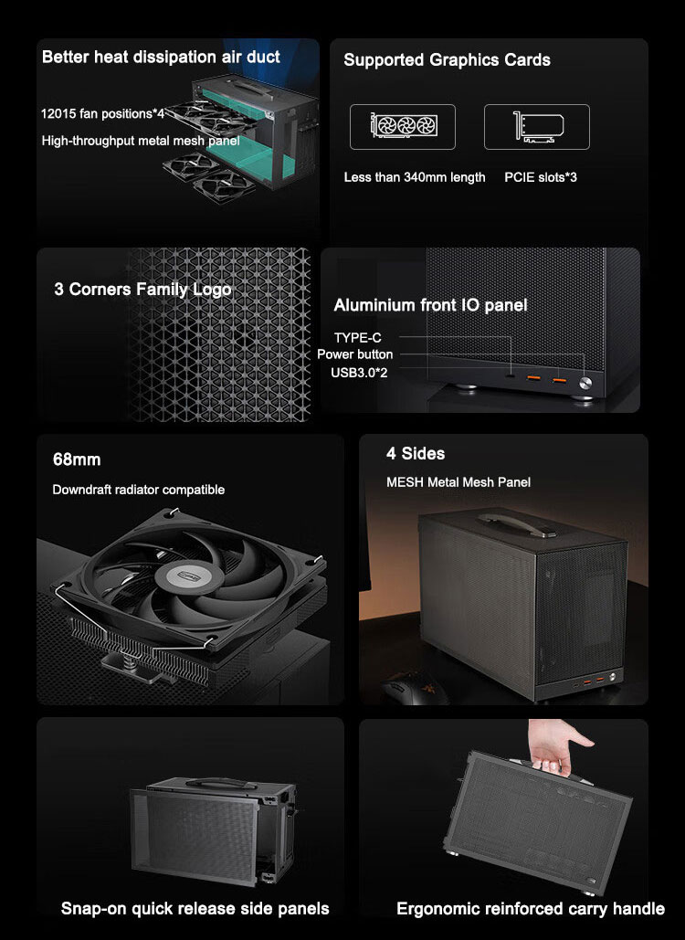 PCCOOLER K101 MESH Mini ITX computer case，Material steel/support SFX ...