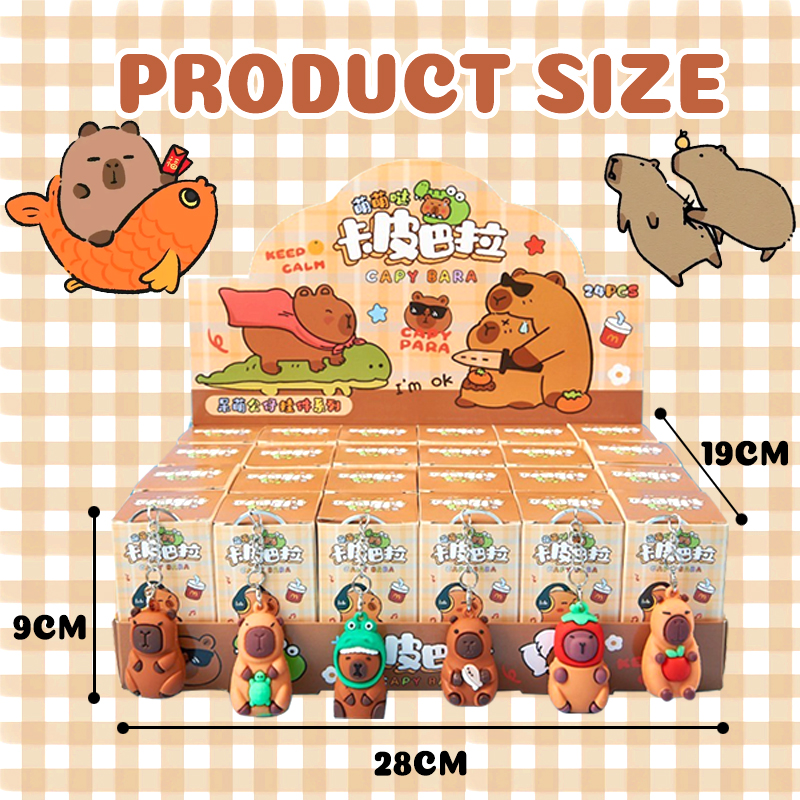 卡通盲盒公仔挂件24pcs Capybara Keychain Blind Box Set Cartoon Keychain Blind ...