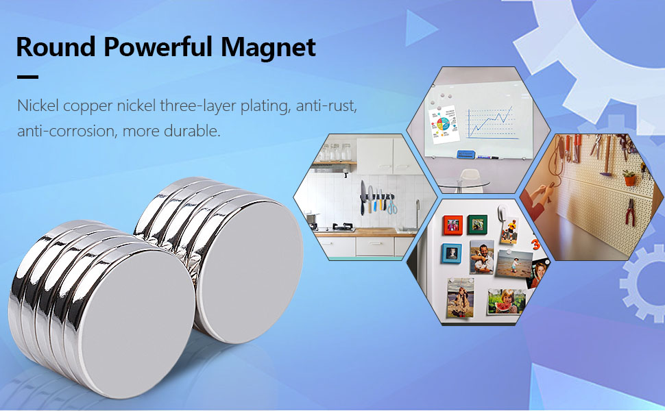 3cm Heavy Duty Neodymium Magnets with Double-Sided Adhesive, Powerful ...