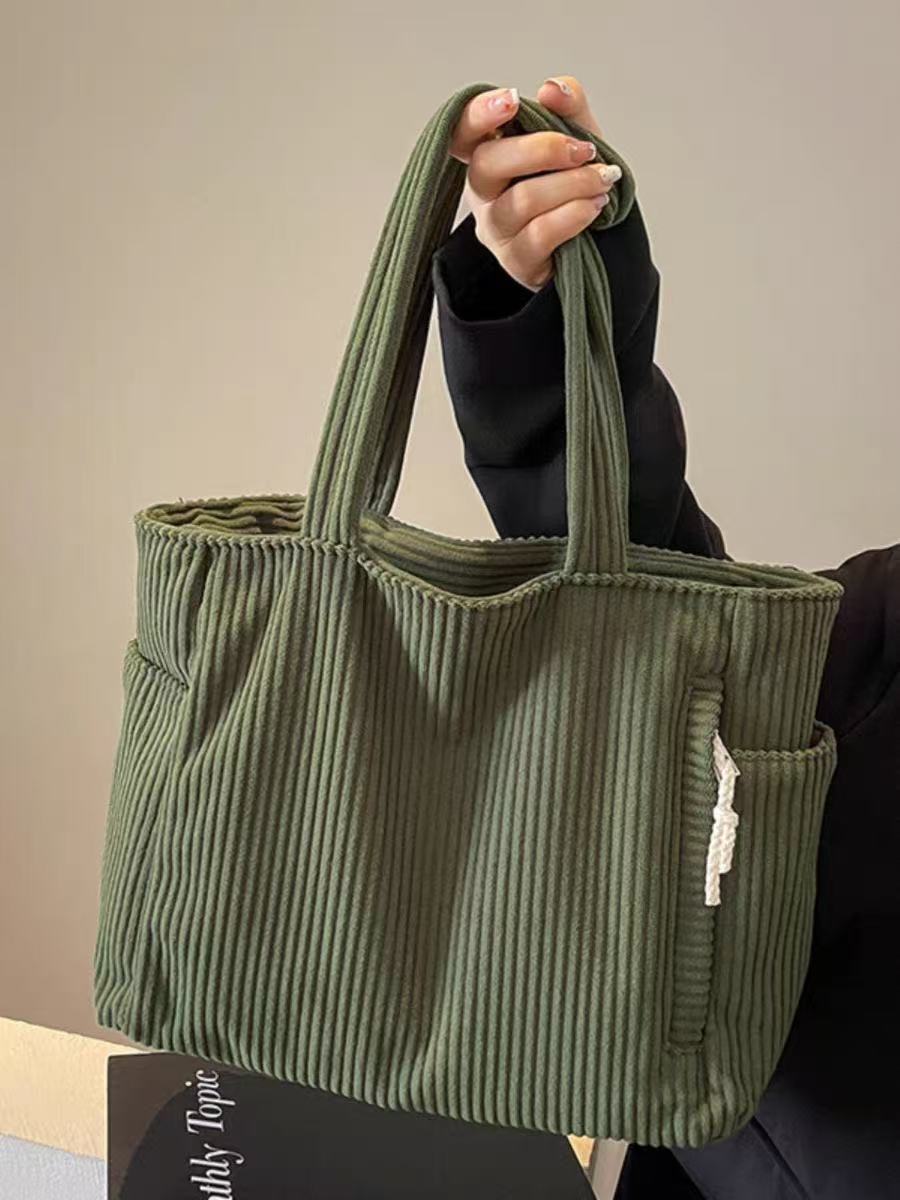 【LOCAL STOCK】Corduroy Canvas Bag New Large-capacity Shoulder Bag ...