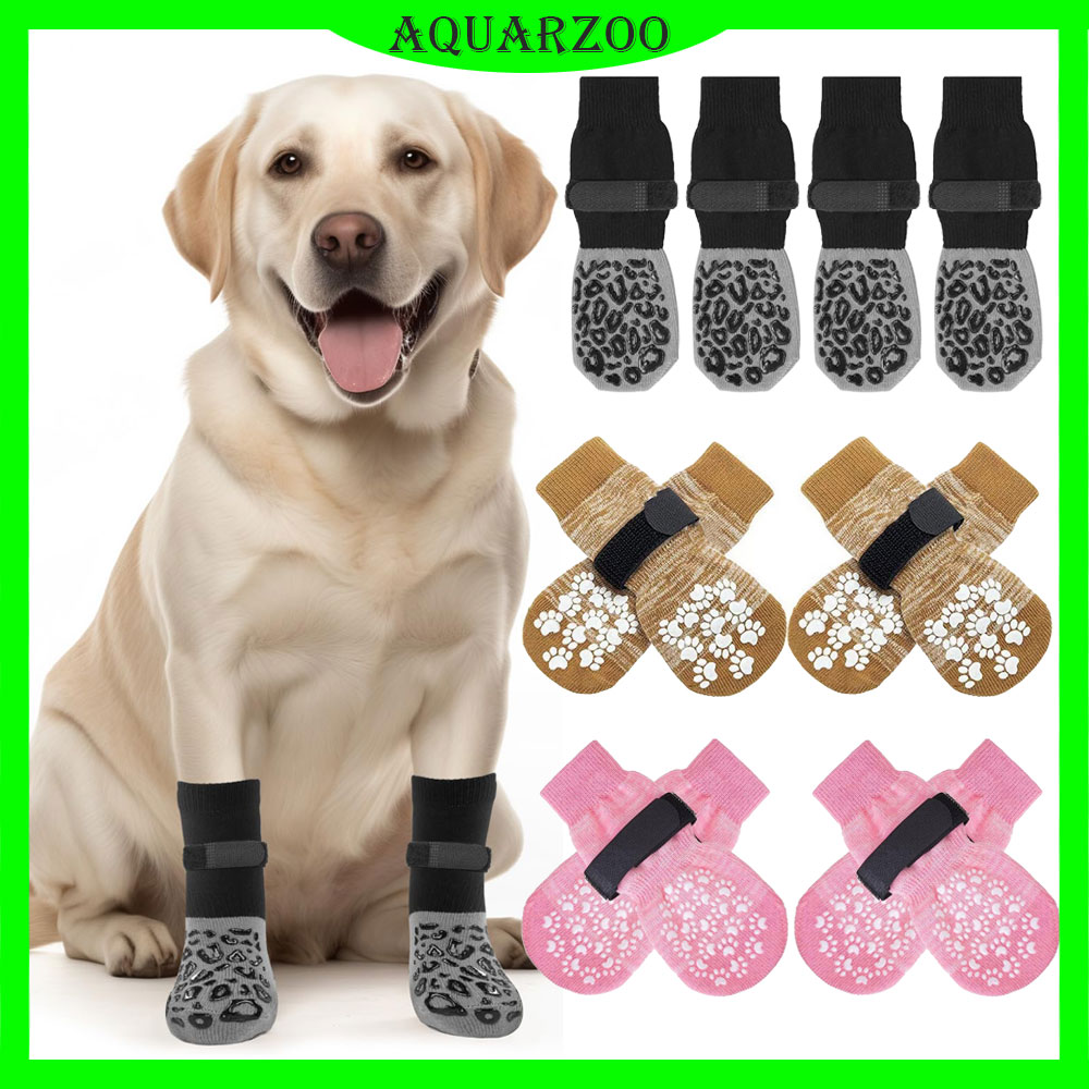 AQUARZOO 4 PCS/Set Anti-Slip Dog Socks for Medium Large Dogs,Non Slip ...