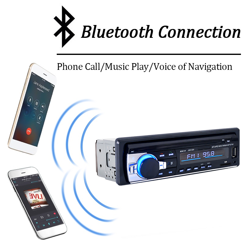 Car Stereo Bluetooth 1 Din 12V/24V Radio Player Digital FM Audio 1Din ...