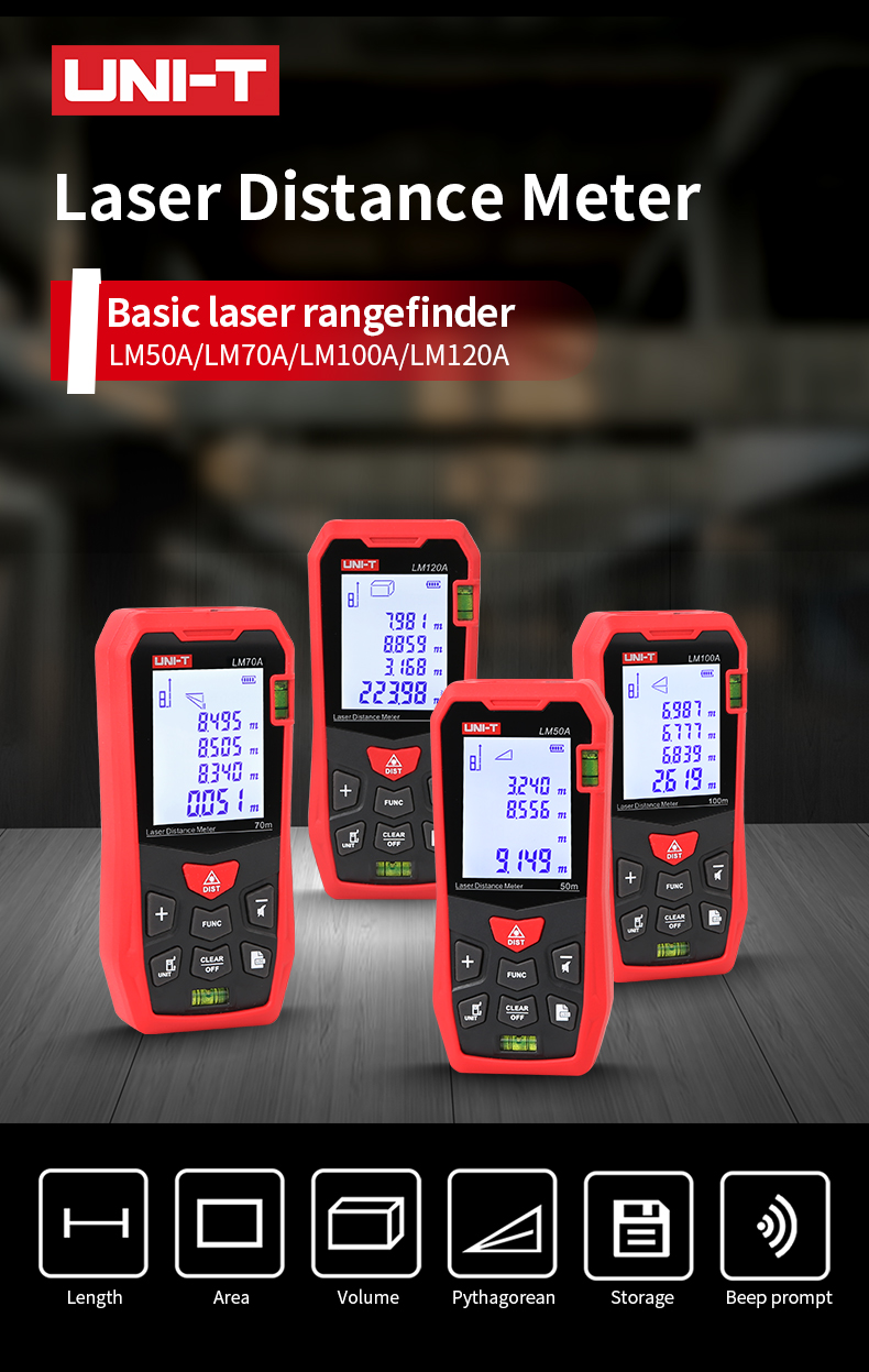 UNI-T Laser Rangefinder LM50A LM70A LM100A LM120A Laser Distance Meter Digital Range Finder ...