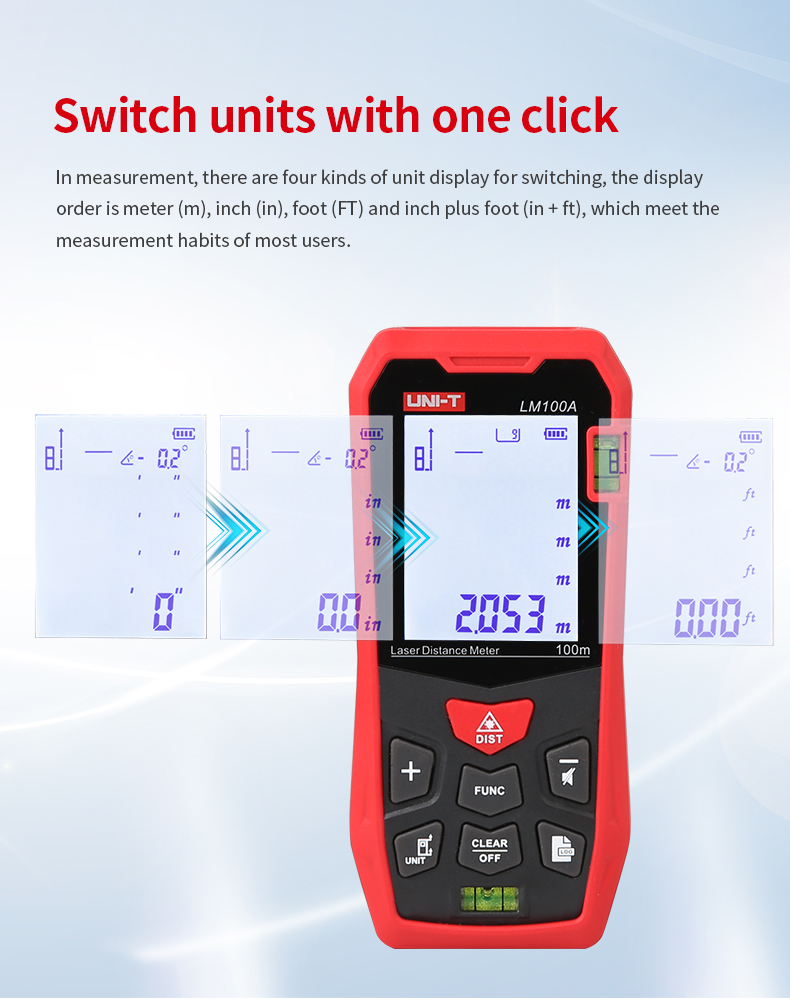UNI-T Laser Rangefinder LM50A LM70A LM100A LM120A Laser Distance Meter Digital Range Finder ...