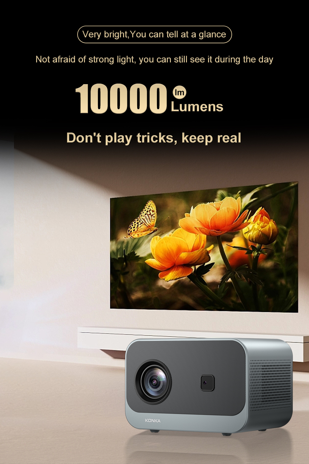 Konka/康佳 C1PRO portable mini 4k projector electric focus 1080P full HD ...