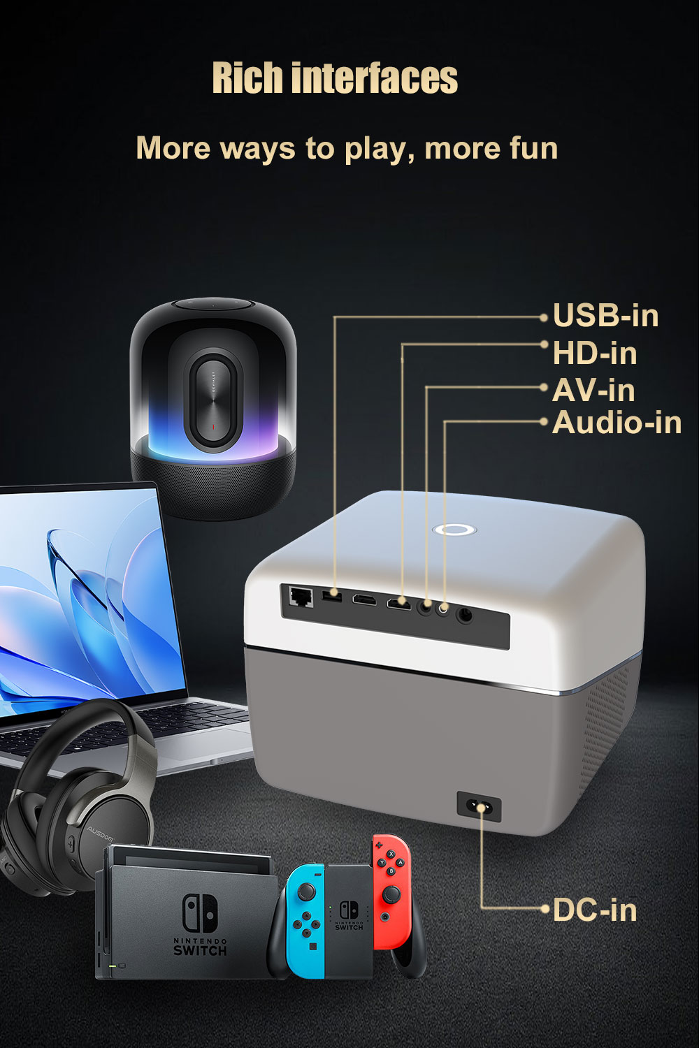 Konka/Konka HD 4k projector E20pro auto focus fully enclosed optical ...