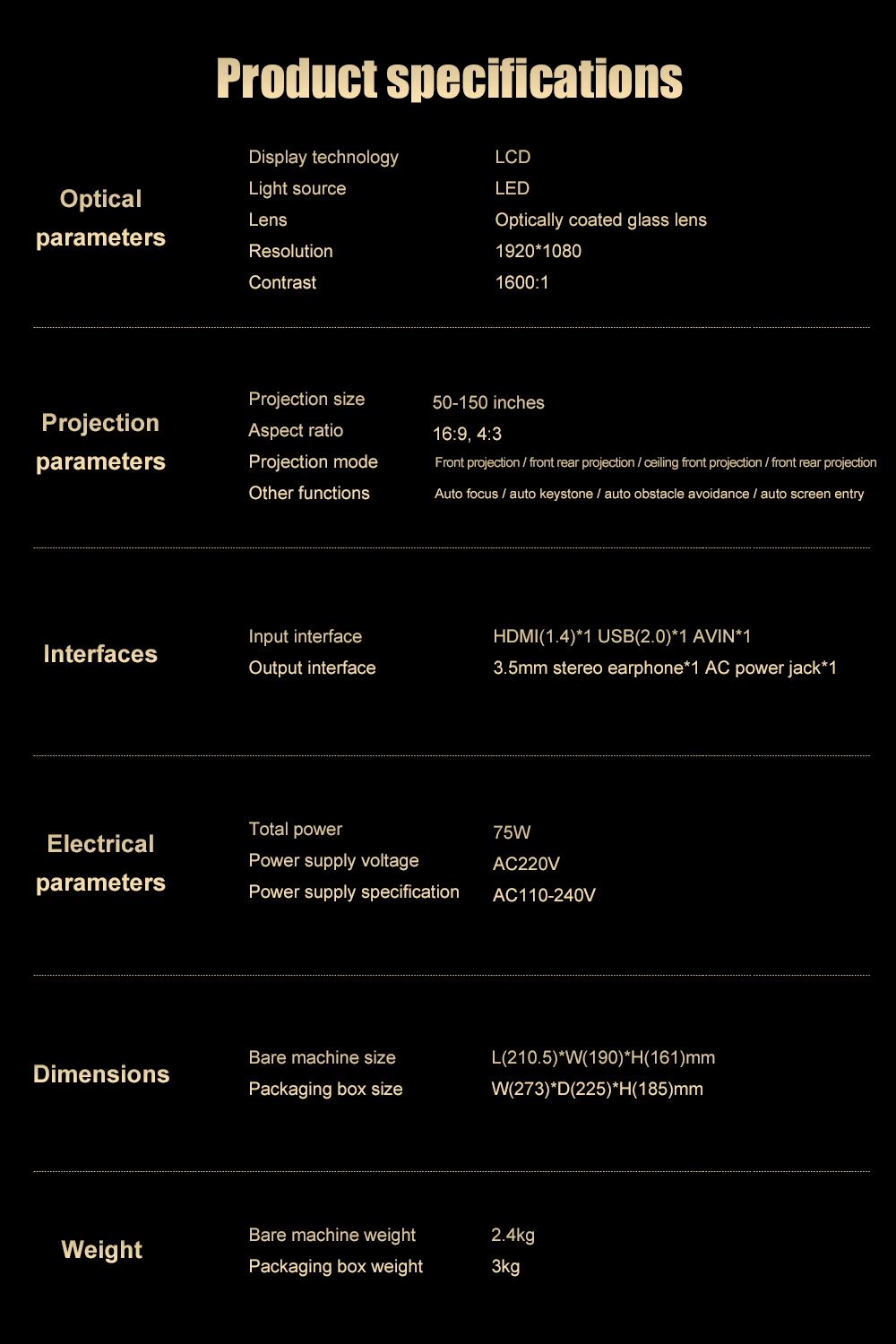 Konka/Konka HD 4k projector E20pro auto focus fully enclosed optical ...