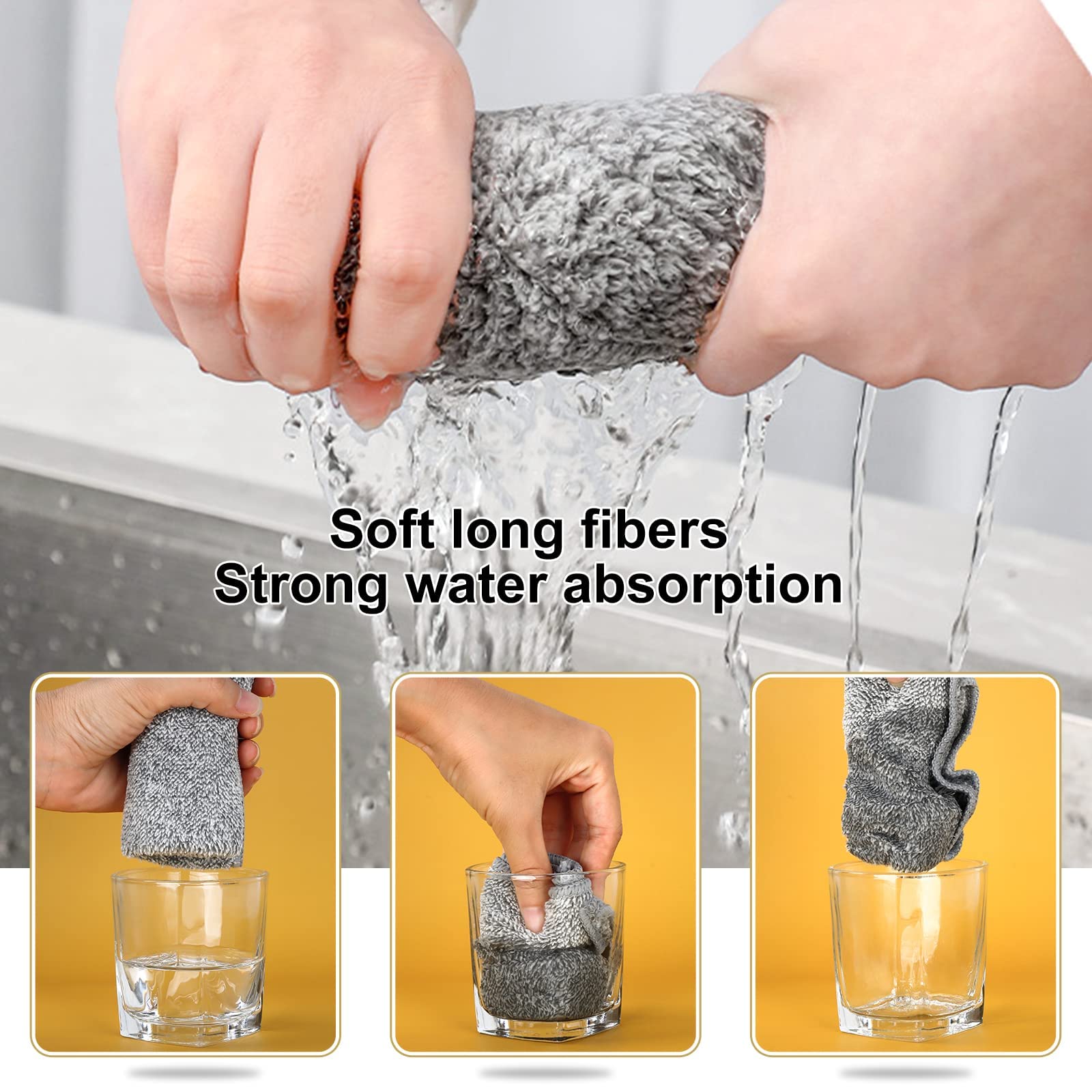 Kitchen Rags Super Absorbent Microfiber Dish Cloth Cleaning Cloth Non ...