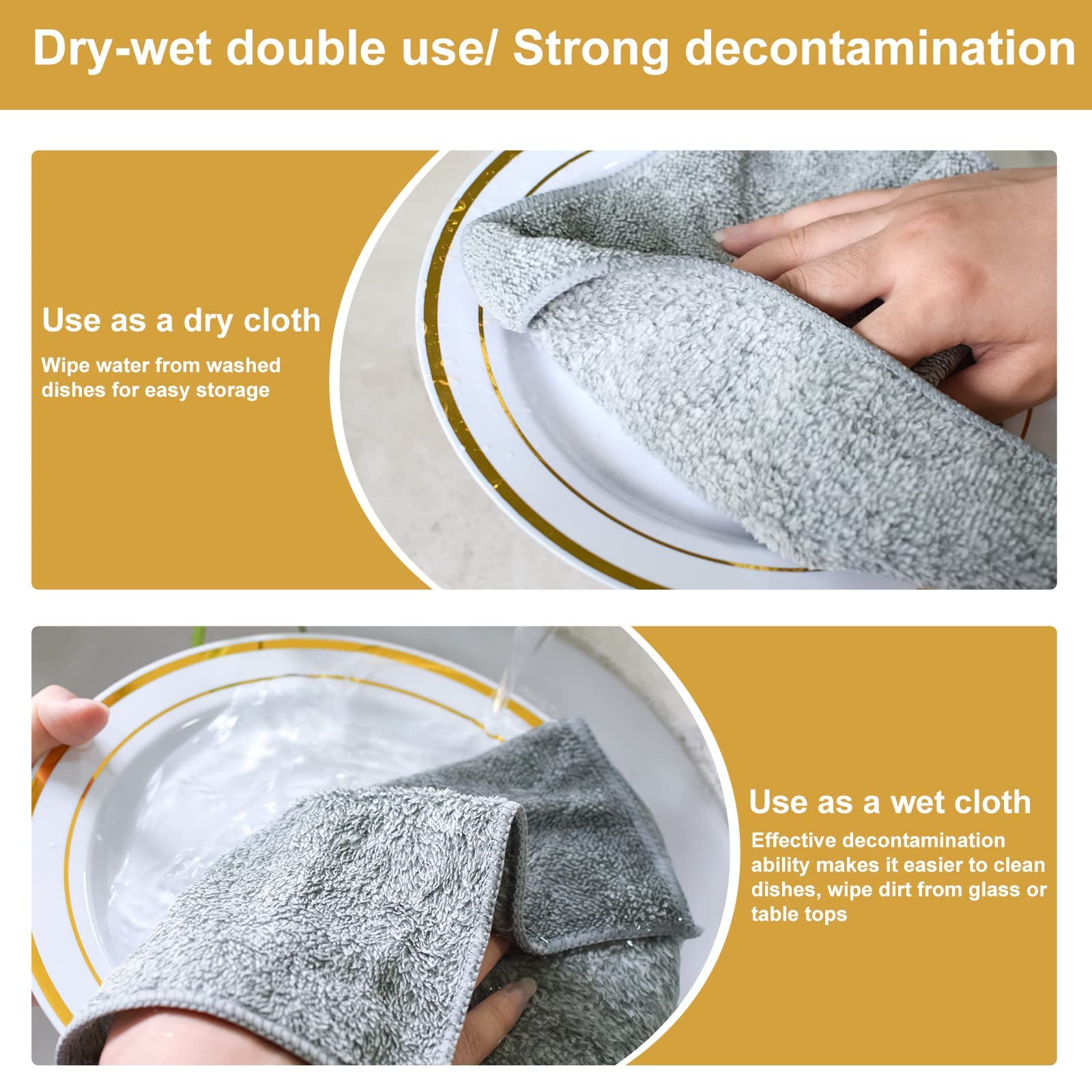 Kitchen Rags Super Absorbent Microfiber Dish Cloth Cleaning Cloth Non ...