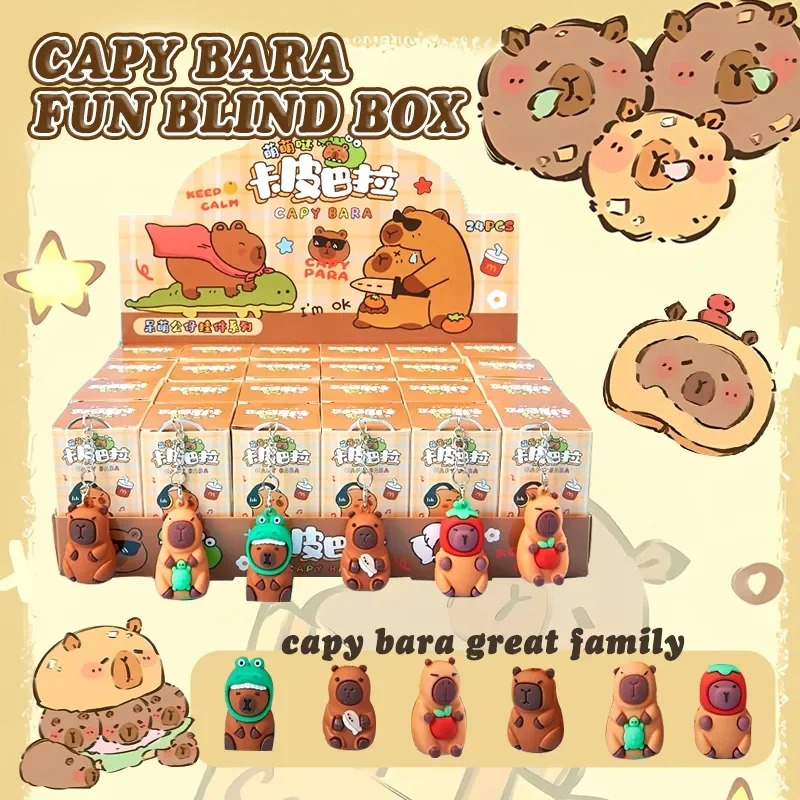 6/12/24pcs Butter bear Capybara labubu Blind Box Toys Figurines Handy ...