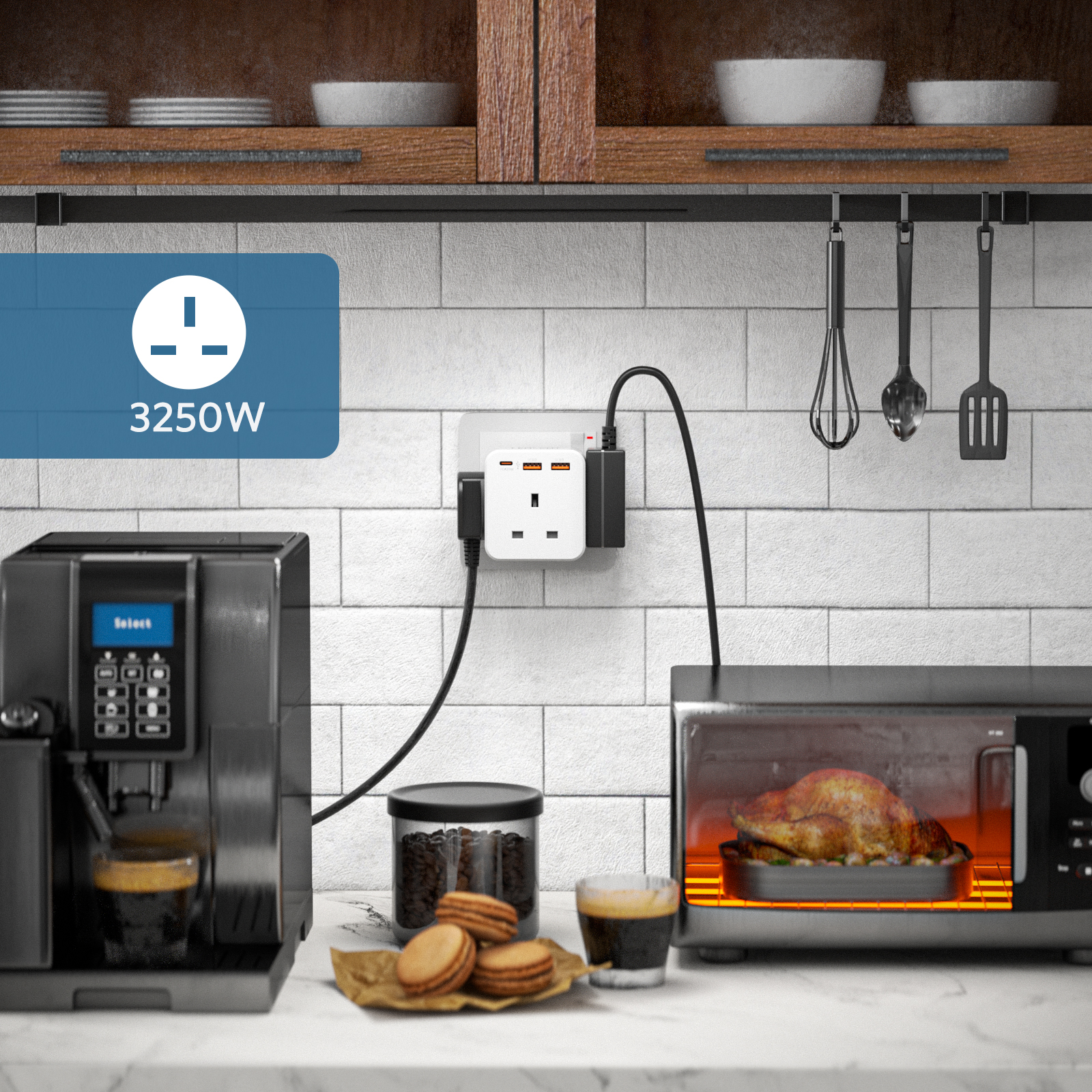 LENCENT Multi Plug Extension, 3 Way 3 Plugs Socket adapter, 6-in-1 Cube ...