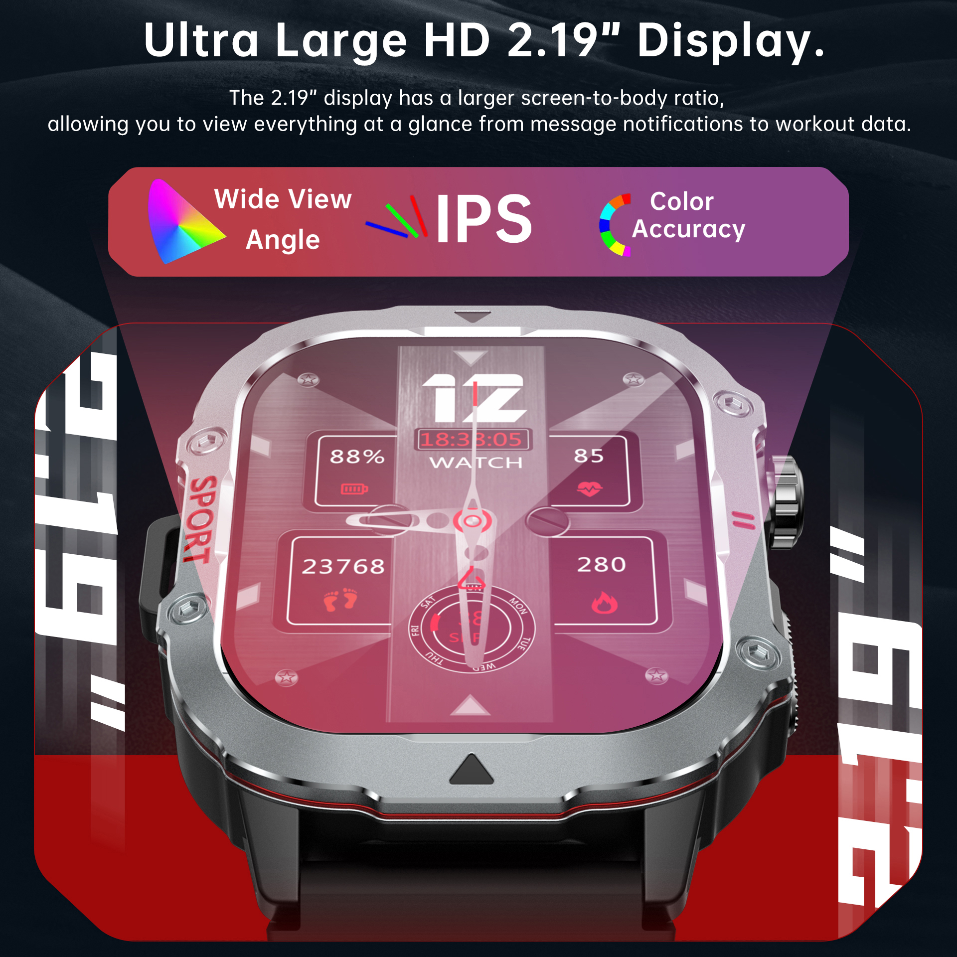 【Fast delivery】C30PRO New Style Military Outdoor Smart Watch Men Wireless Call 2inch HD Full ...