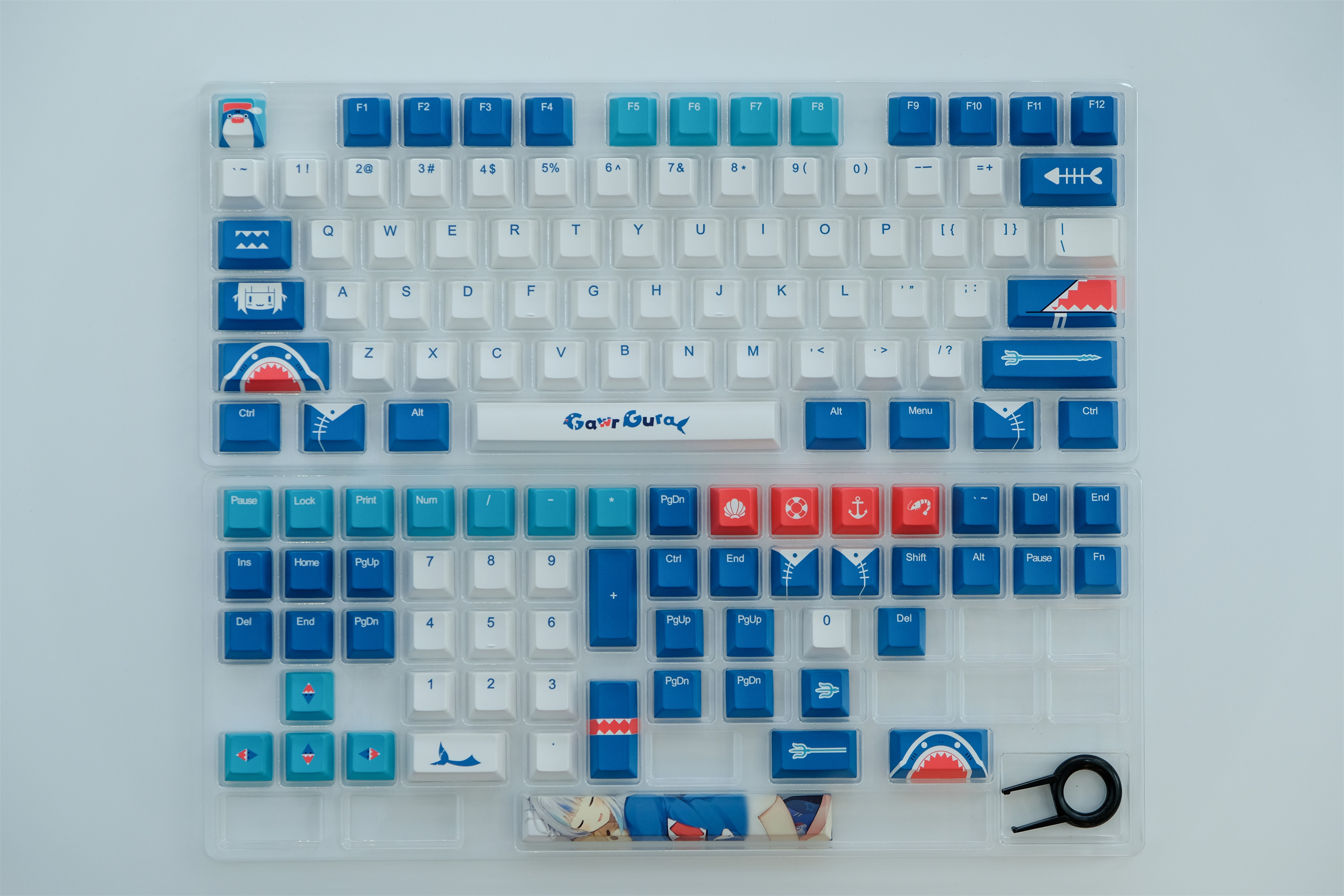 GMK Gawr Gura Keycaps 129 Keys PBT Cherry Profile DYE-SUB Personalized ...