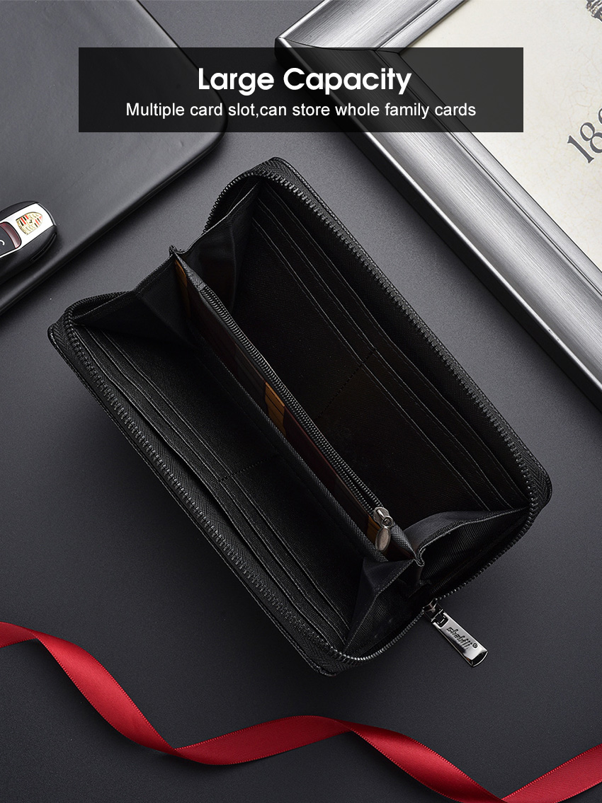 MENSPE Men's Long Wallet PU Long Wallet Multi-Functional Wallet Large ...