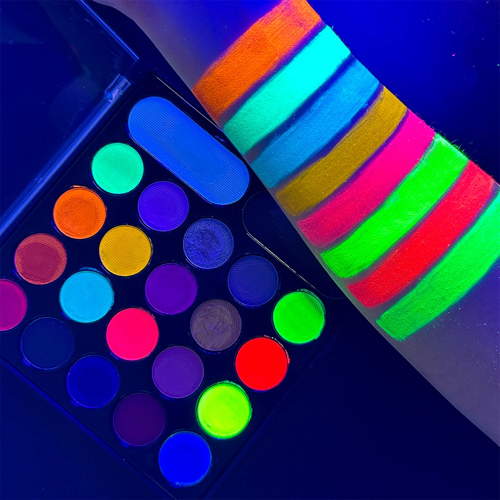 22 Colors Water Based Face Paint Glow Fluorescent Neon Body Mkaeup UV ...
