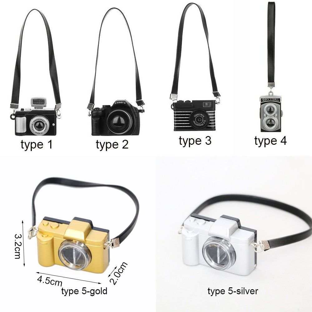 AOPHEKM Miniature Dolls Camera 1:12 Scale Mini SLR Kids Toys Shutter ...