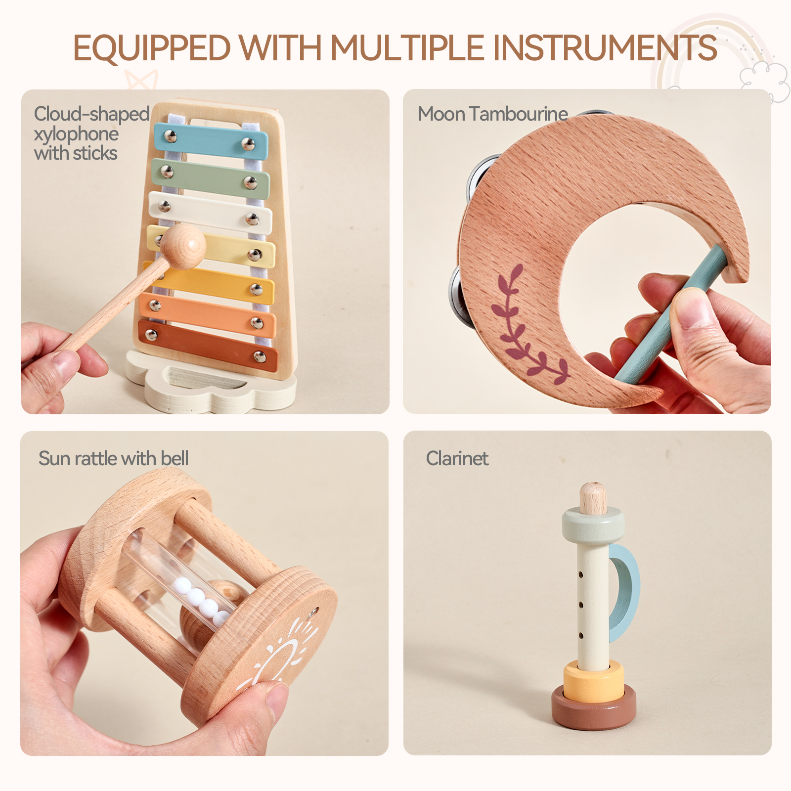 Baby Wooden Musical Instrument Toy Baby Sensory Development Toy ...