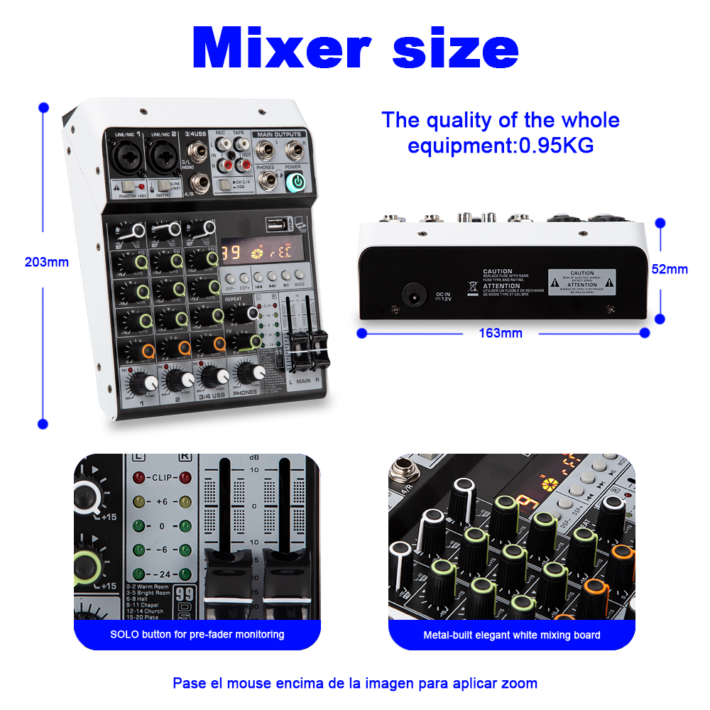 Audio Mixer 4 Channel Mini Audio Mixer Mini Karaoke Mixer Audio ...