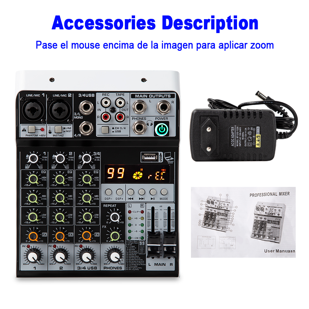 Audio Mixer 4 Channel Mini Audio Mixer Mini Karaoke Mixer Audio ...