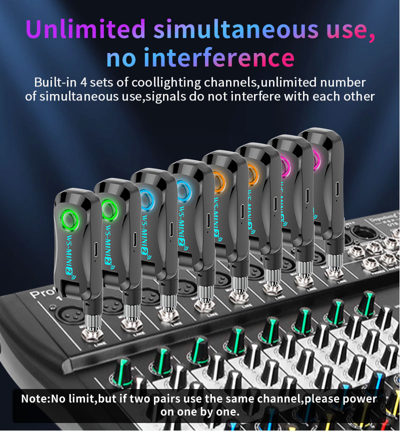 WS-Mini2 2.4Ghz Wireless Guitar System Rotatable HD Audio Transmitter ...