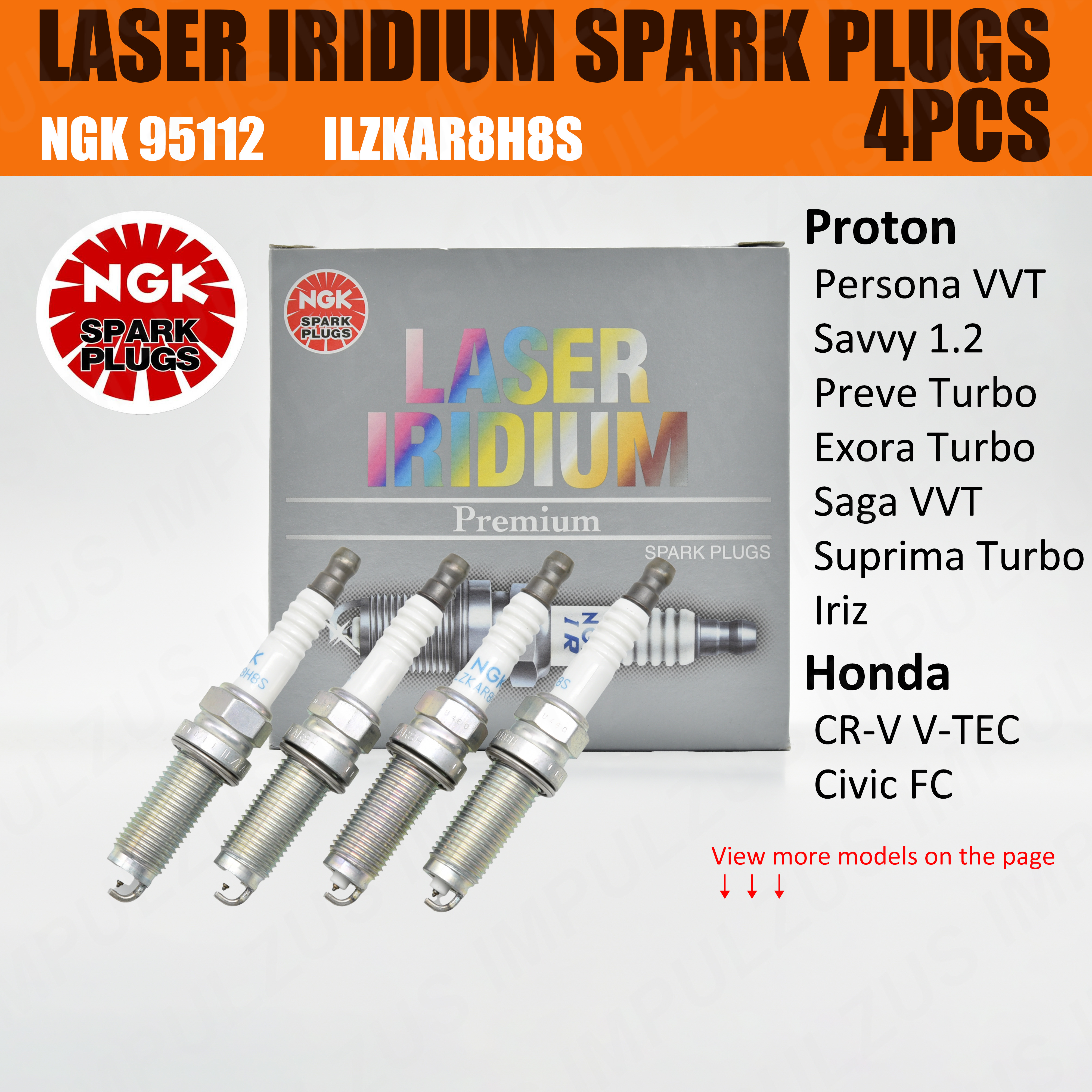 ORI NGK 95112 ILZKAR8H8S Laser Iridium Spark Plug For Proton Saga VVT ...
