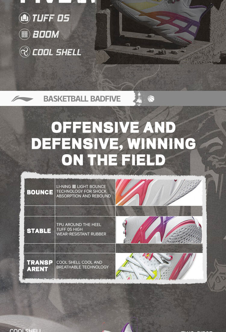 LI-NING BADFIVE Range Men Basketball BOOM Reflective Light Weight High ...