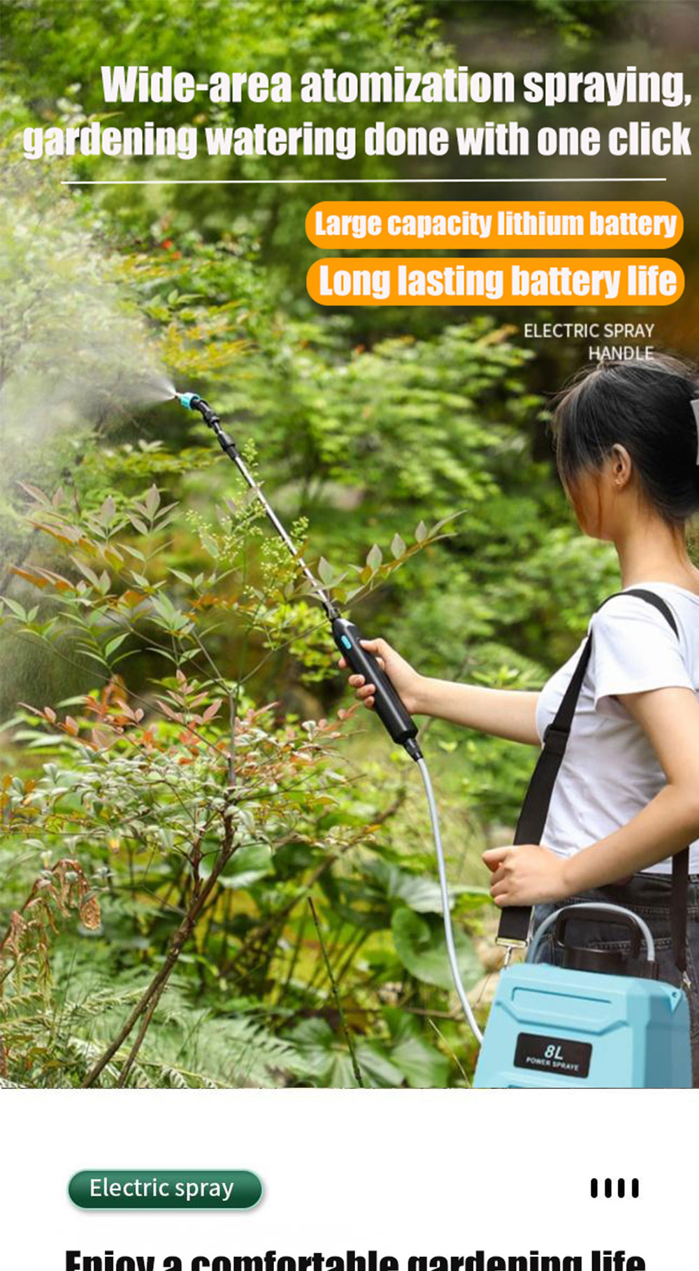 【5L/8L】Knapsack sprayer pump 3-hour endurance Electric Power garden ...