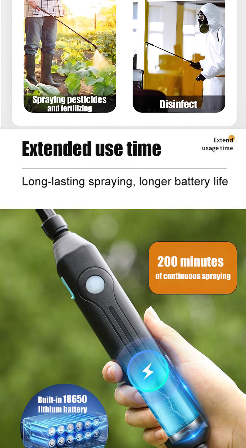 【5L/8L】Knapsack sprayer pump 3-hour endurance Electric Power garden ...