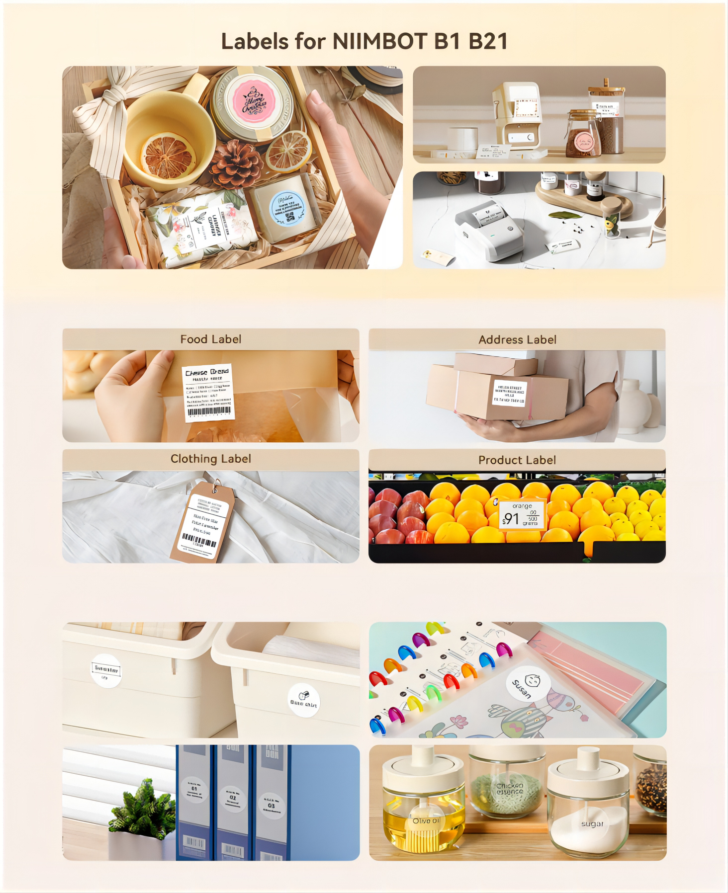 NIIMBOT B21/B1/B203/B3S Cute Cartoon Pattern Label Sticker For Home Life Category Tags | Shopee ...