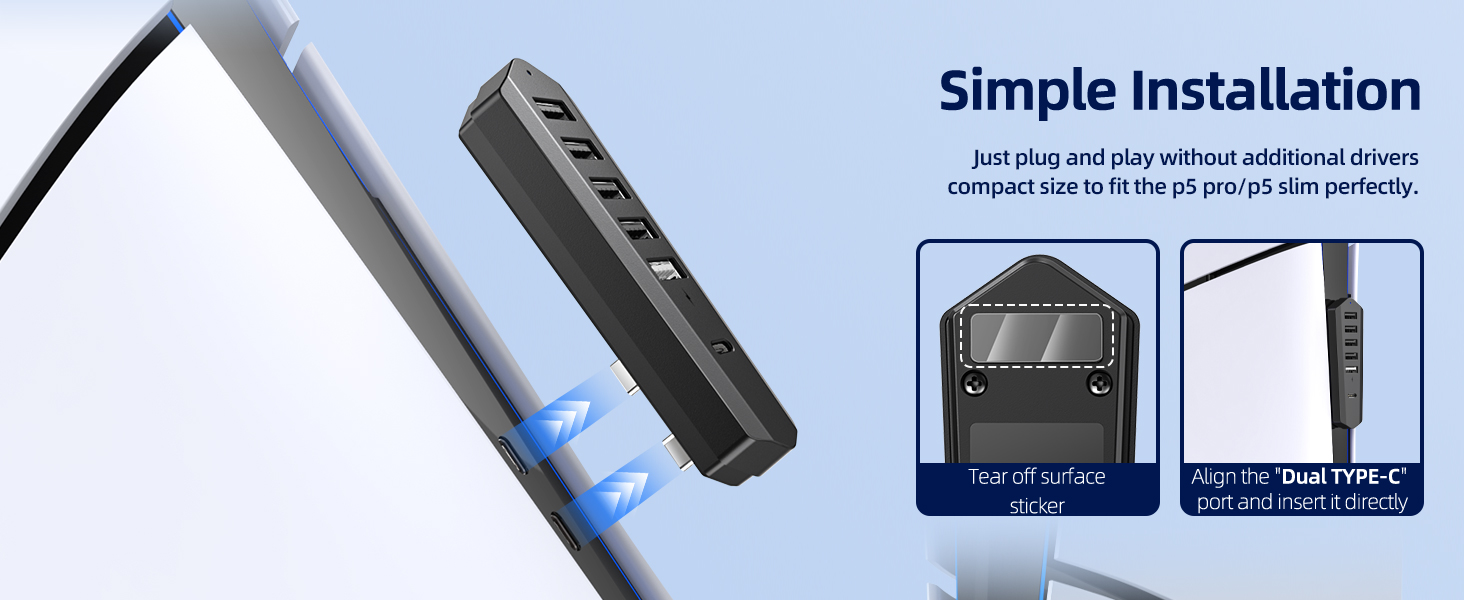 6 Ports USB Hub Only for PS5 Pro/Slim Console Disc ＆ Digital, High ...
