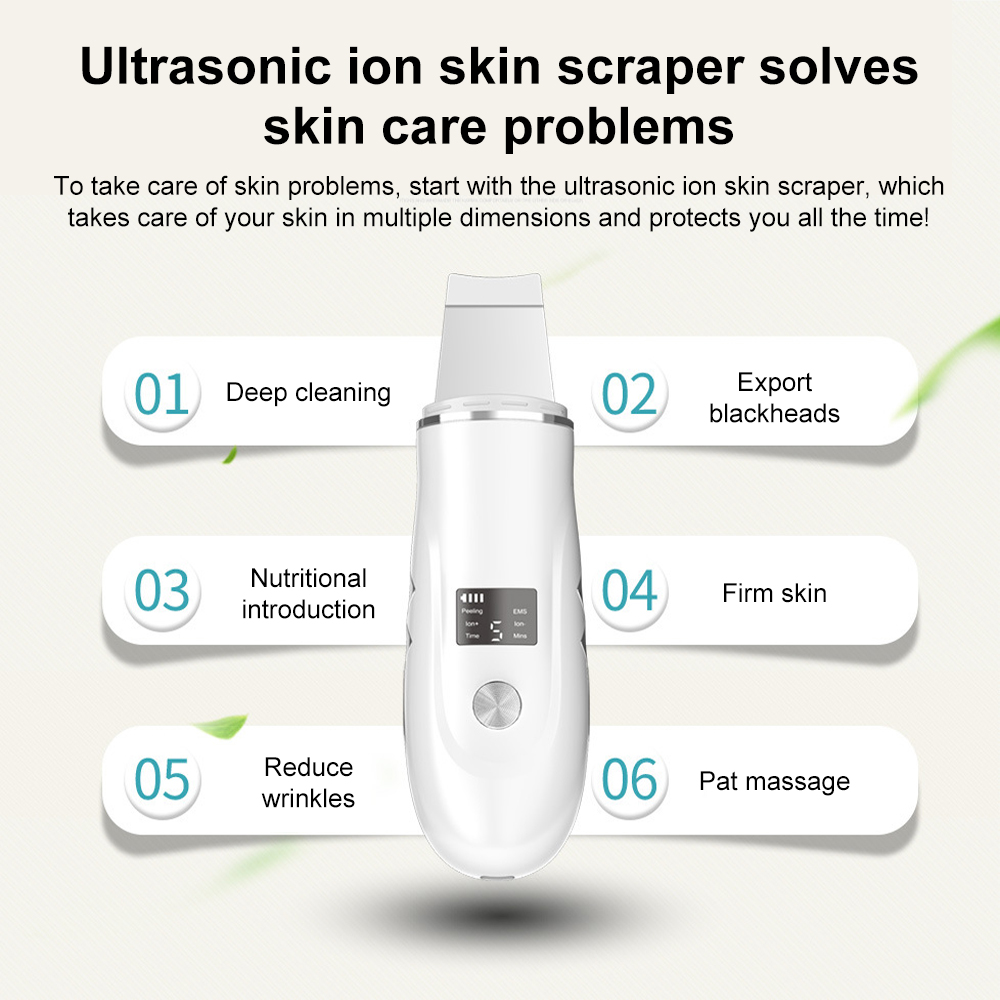 INSMART LED Display Ultrasonic Facial Scraper Skin Cleanser Facial ...