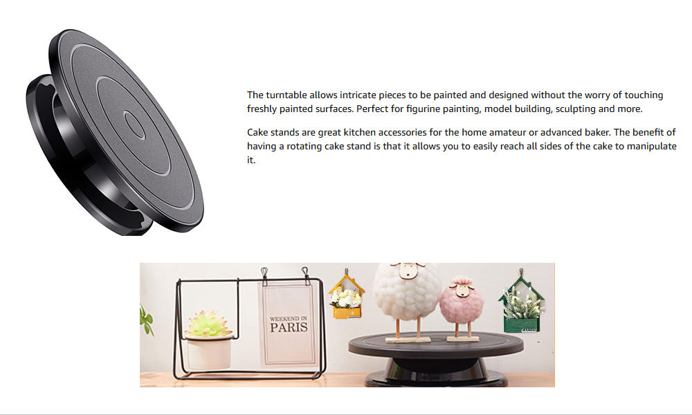 11”Rotate Turntable Sculpting Wheel Revolving Cake Turnable Black ...