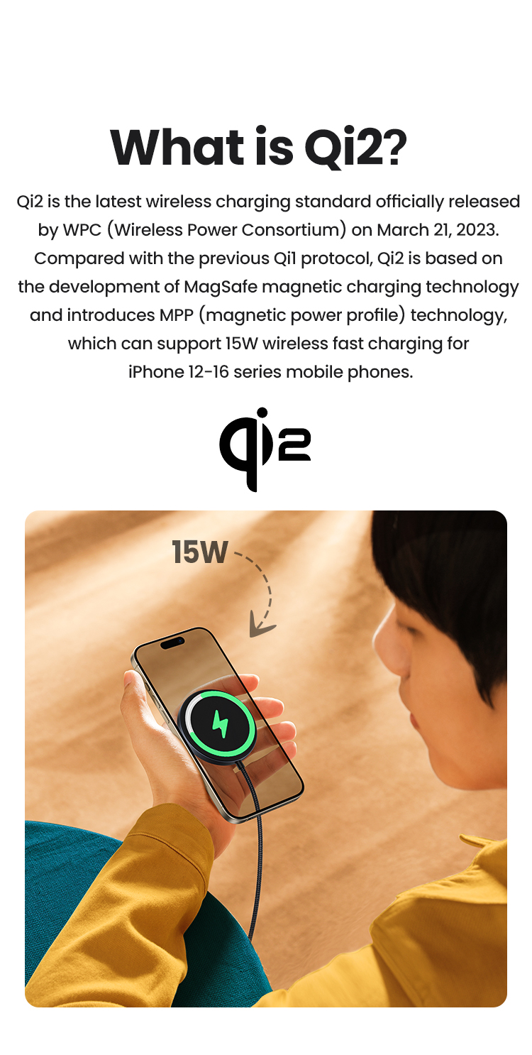 UGREEN MPP Qi2 15W Max Mganetic Wireless Fast Charging for iPhone 16 Pro Max 15 Pro Max/14/13/12 ...