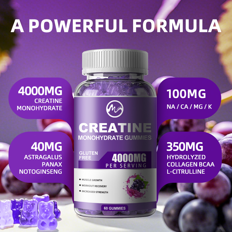 Minch Creatine Monohydrate Gummies 4000MG Muscle Growth Workout ...