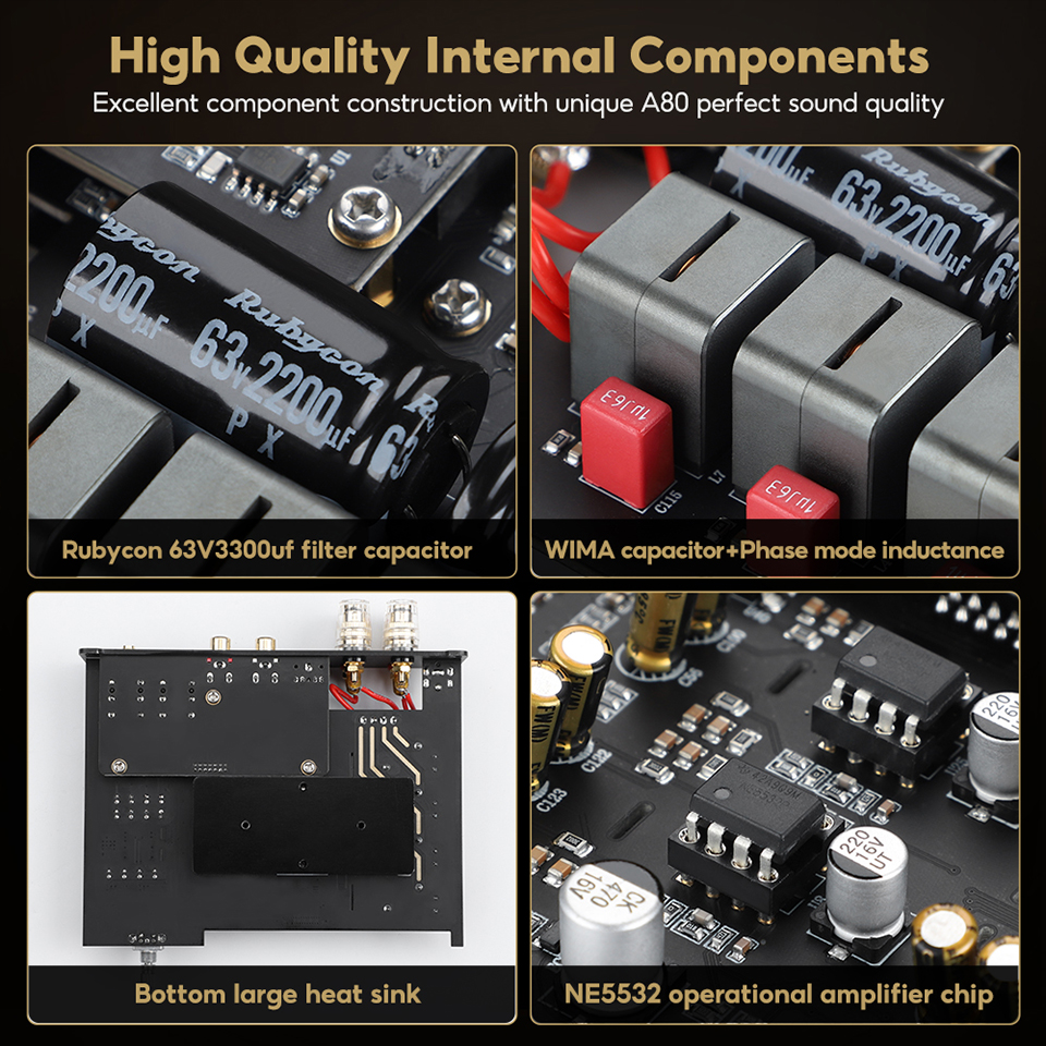 AIYIMA A80 TPA3255 PFFB Bluetooth DAC Stereo Power Amplifier 300Wx2 Class D 2.0 HiRes Digital ...