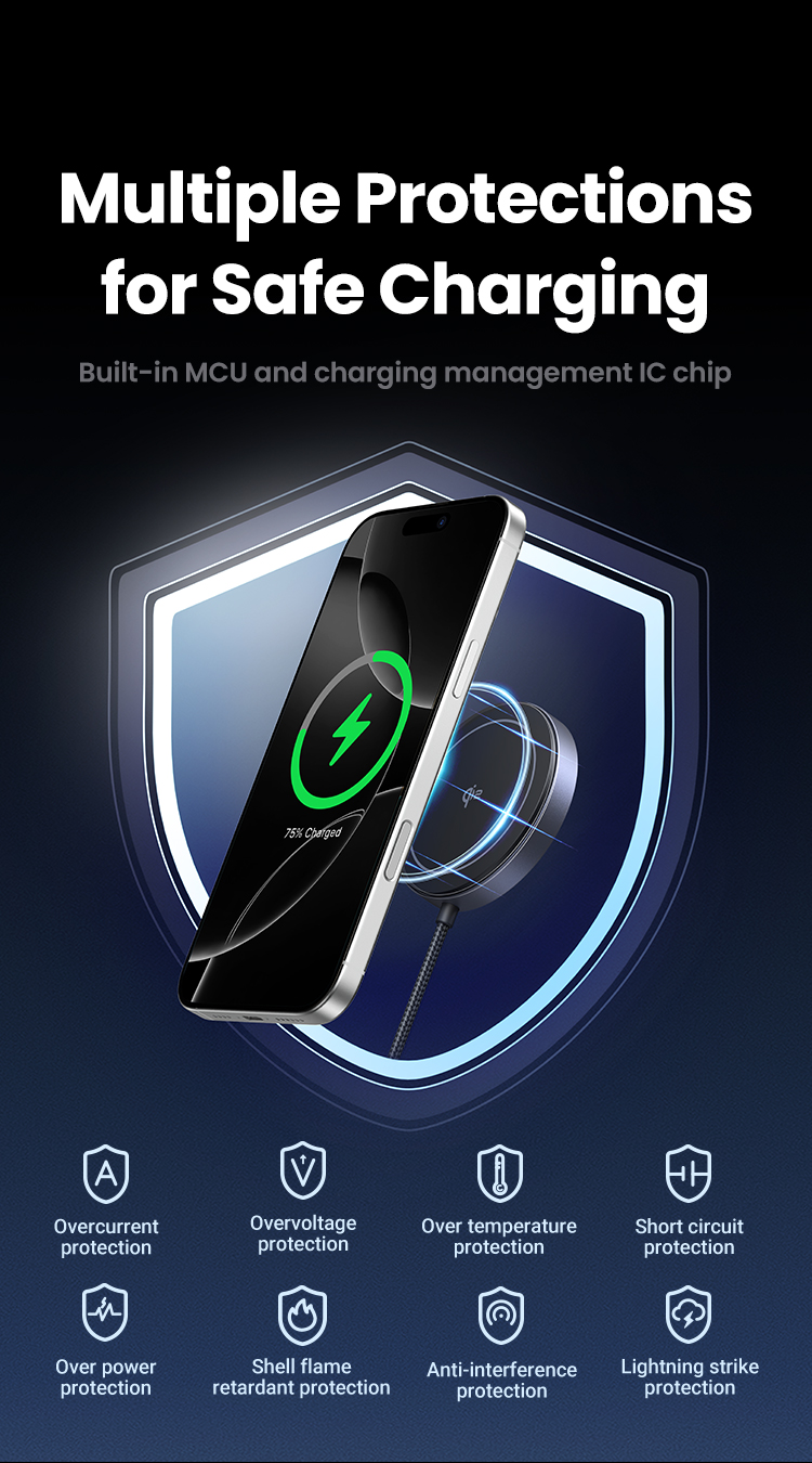 UGREEN MPP Qi2 15W Max Mganetic Wireless Fast Charging for iPhone 16 Pro Max 15 Pro Max/14/13/12 ...