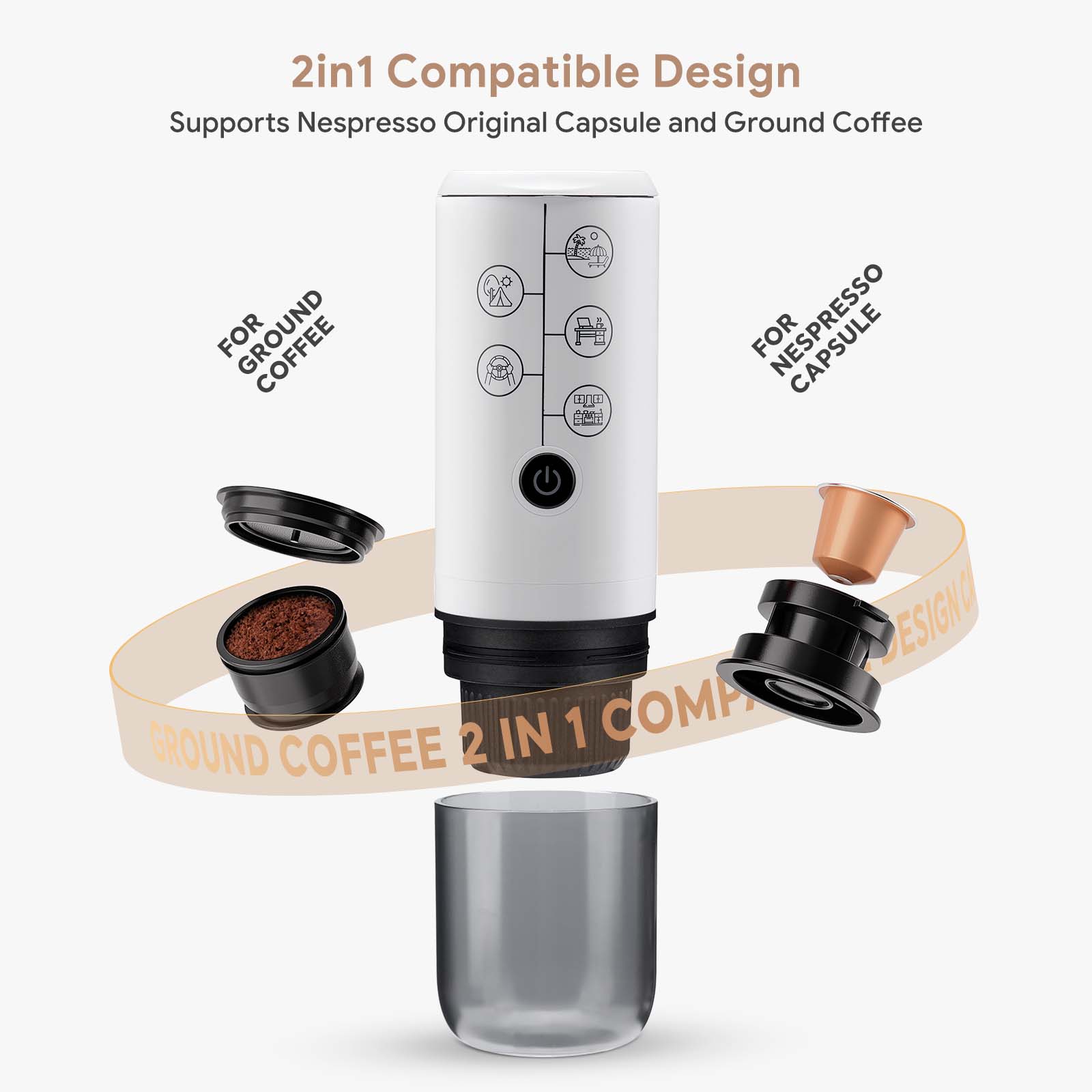 i Cafilas Portable Espresso Machine 17 Bar Coffee Fit Nespresso Capsule & Dolce Gusto & Coffee ...
