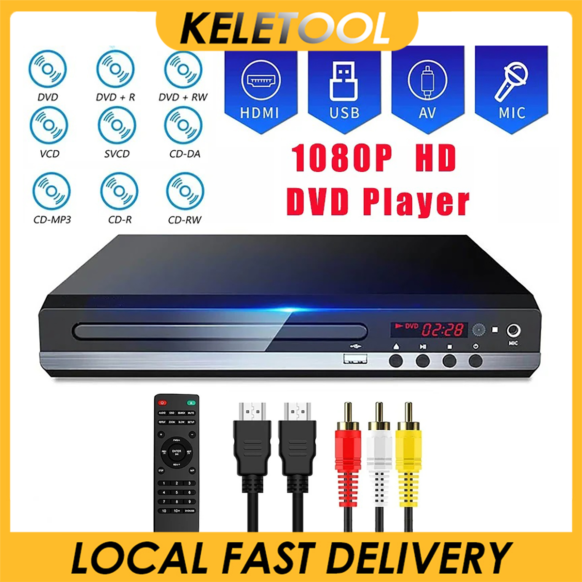 1080P DVD Player Full HD VCD Player Home Use USB Multimedia Digital CD ...