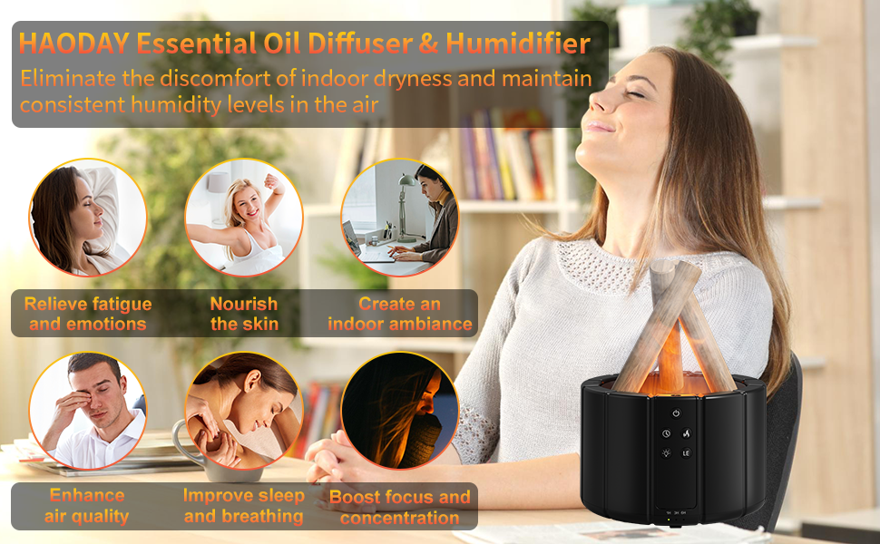 Bonfire aromatherapy diffuser, living room flame humidifier, large room ...