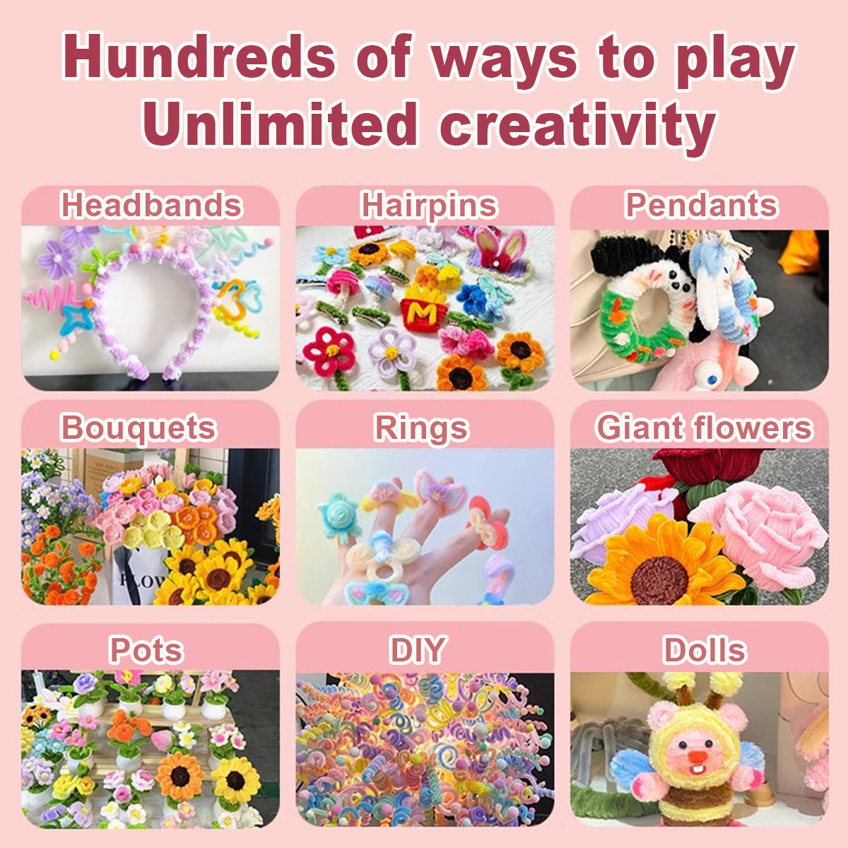 【Barang sedia ada di Malaysia】Chenille Stems DIY Colorful Pipe Cleaners ...