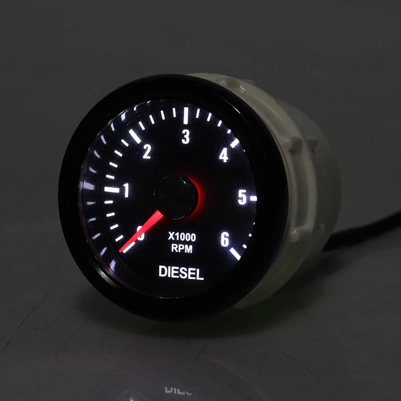 2" 52MM Tachometer White Light Point 0-6000 RPM Tacho Meter Electrical ...