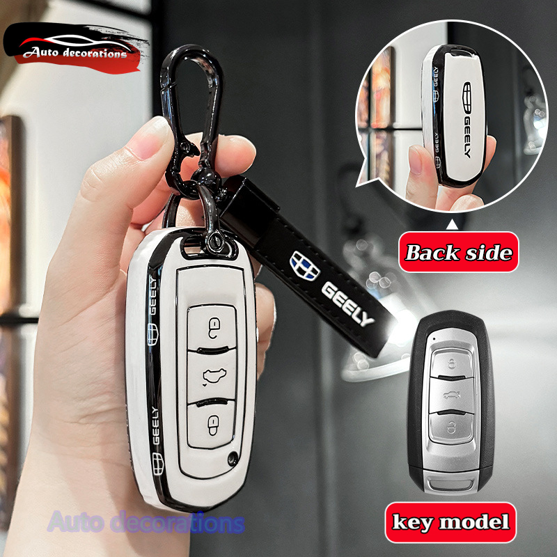 White shell black edge Geely smart key covers For Geely atlas ex7 gx3 ...