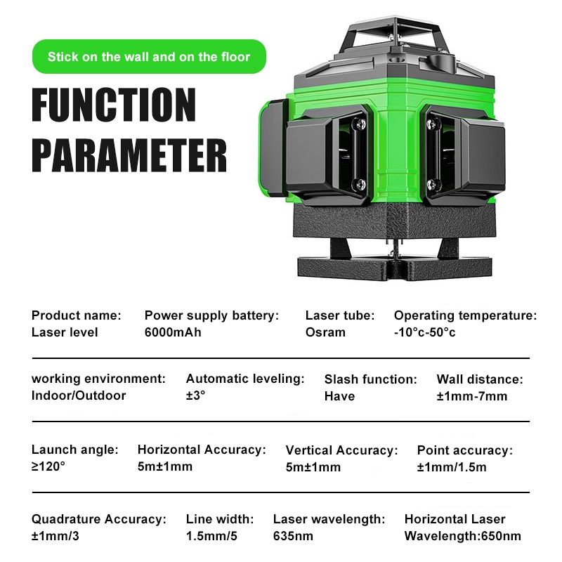 8/12/16 Lines Laser Level Green Light Making Laser 360° Adjustable Auto ...